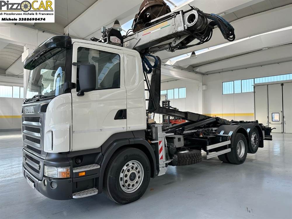Scania R 500 gru Mec C 110 gancio Lem 26 Ton Cassone Scarrabile ...