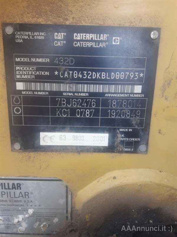 CAT 432d anno 2001 Tipologia Terna Ore 6500 - Macchine Movimento Terra ...